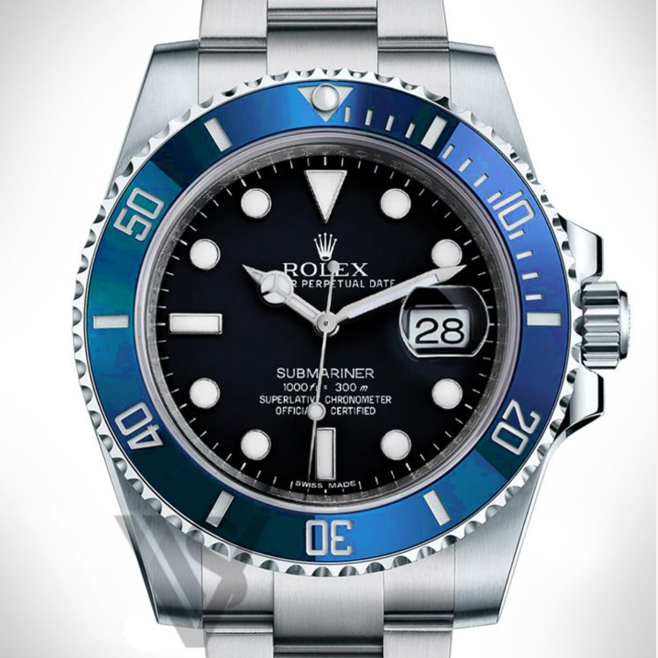Brand New Rolex White Gold Submariner "Smurf" Watch - Black Dial – VVS1S