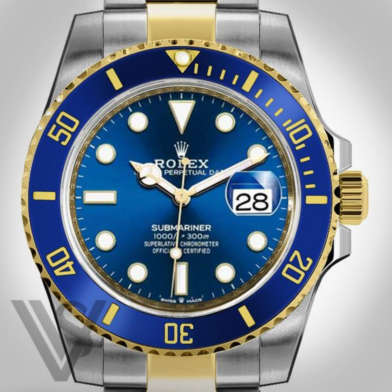 Rolex Steel and Gold "Bluesy" Submariner Date Watch - Blue Bezel - Blu ...