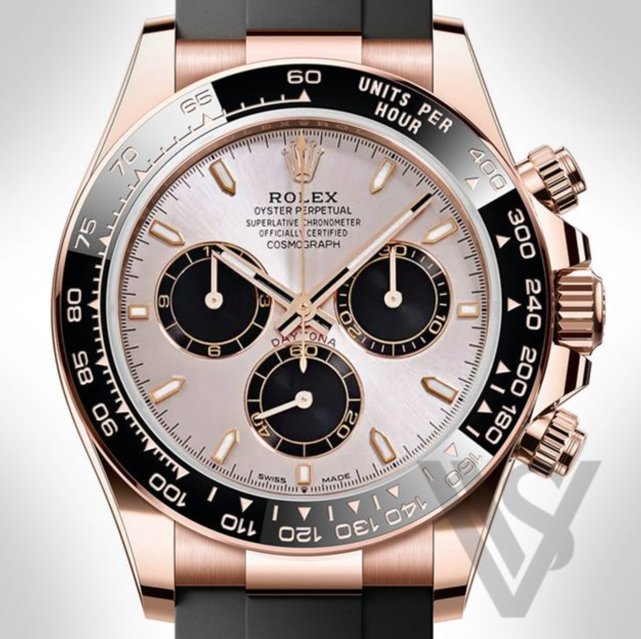 Pre Owned Rolex - Daytona - Sundust Dial 18K Rose Gold Oysterflex Stra ...
